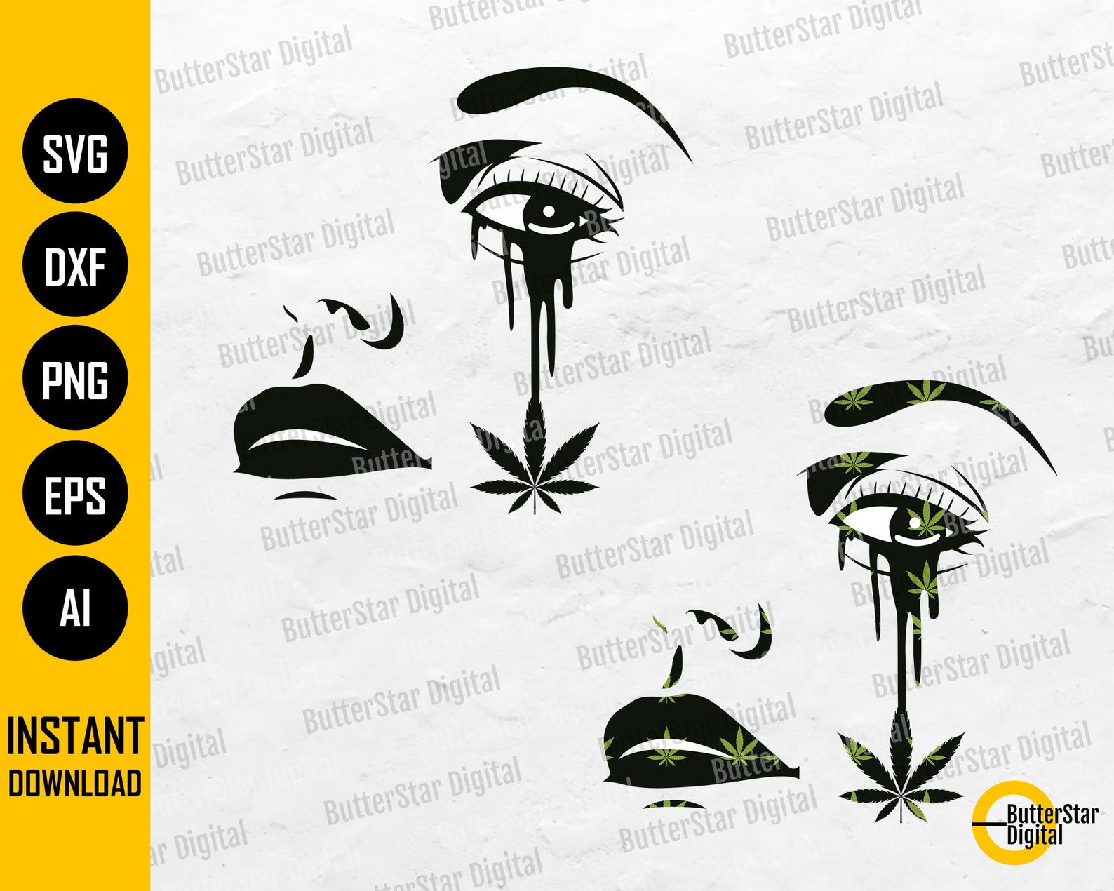 Cannabis Girl Face SVG Weed Leaf SVG Stoner Woman SVG - Etsy