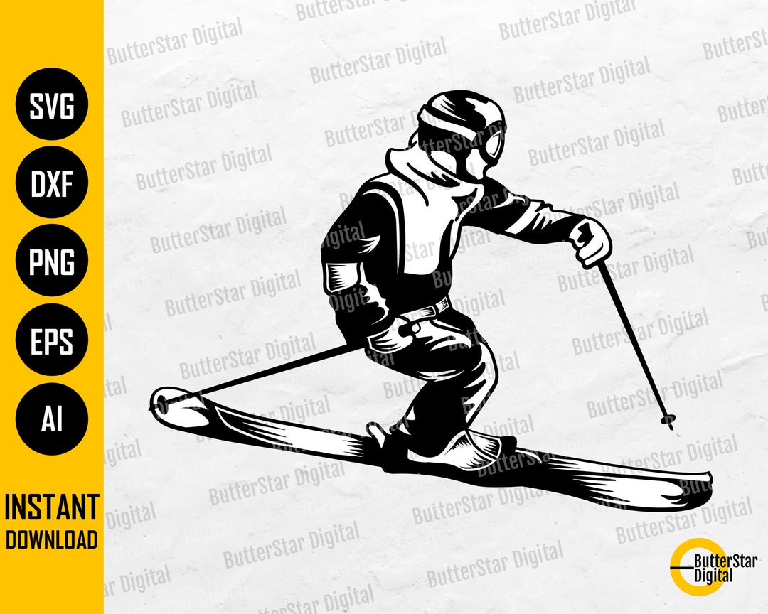 Skier SVG | Winter SVG | Skiing Illustration Drawing Decal Sticker ...