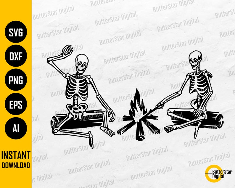 Bonfire Skeletons SVG | Camping SVG | Outdoor T-shirt Graphic Sticker ...