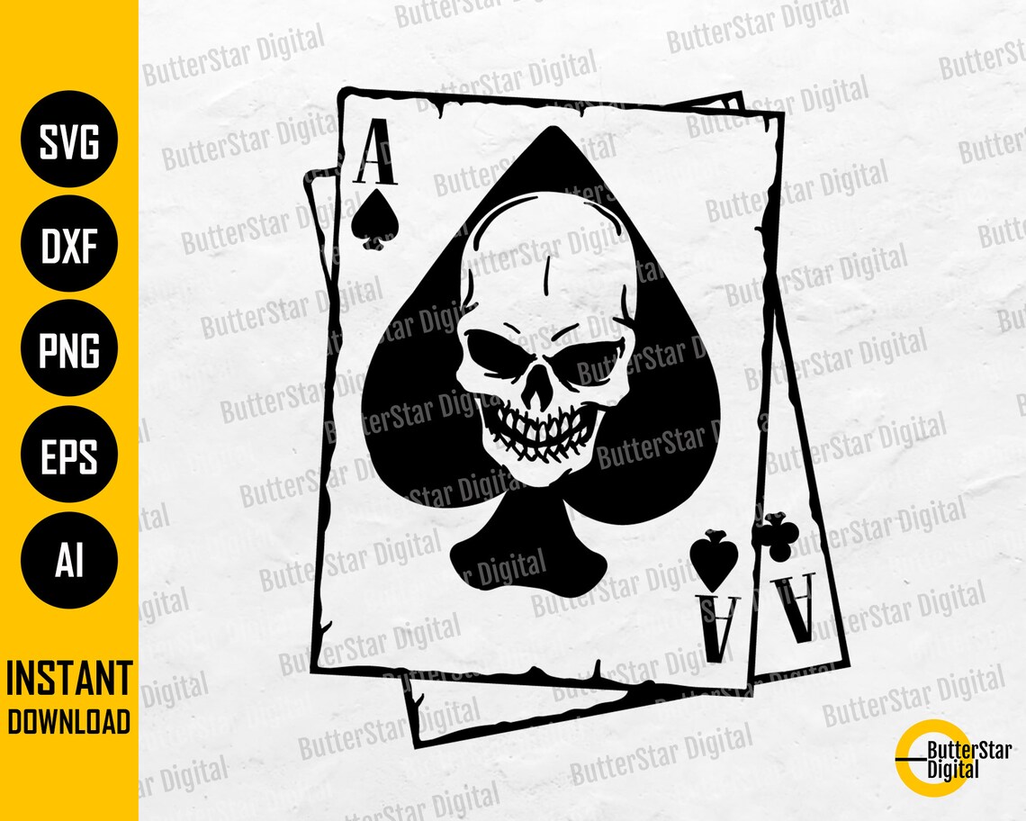 Pocket Aces Skull SVG Poker SVG Playing Cards Decal - Etsy