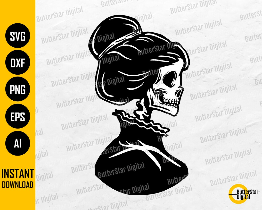 Skeleton Woman SVG Skull Girl SVG Horror Gothic Tattoo T-shirt Cricut ...