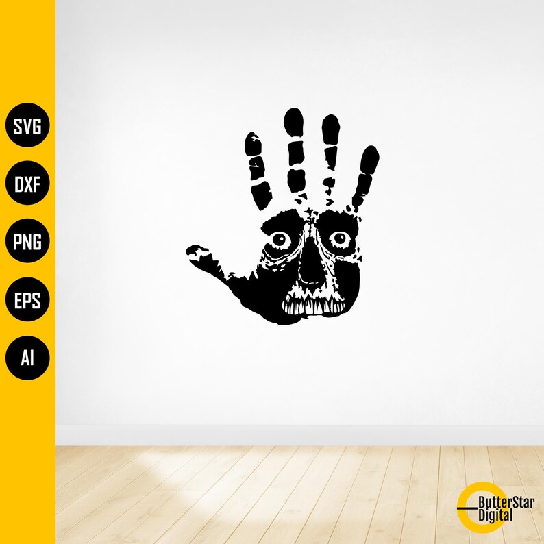 Skull Handprint SVG | Hand Print SVG | Horror T-shirt Decal Tattoo ...