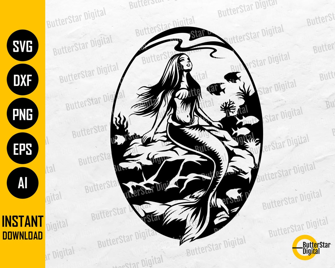 Mermaid Scene SVG | Princess SVG | Cute Beach T-shirt Decals Sticker ...