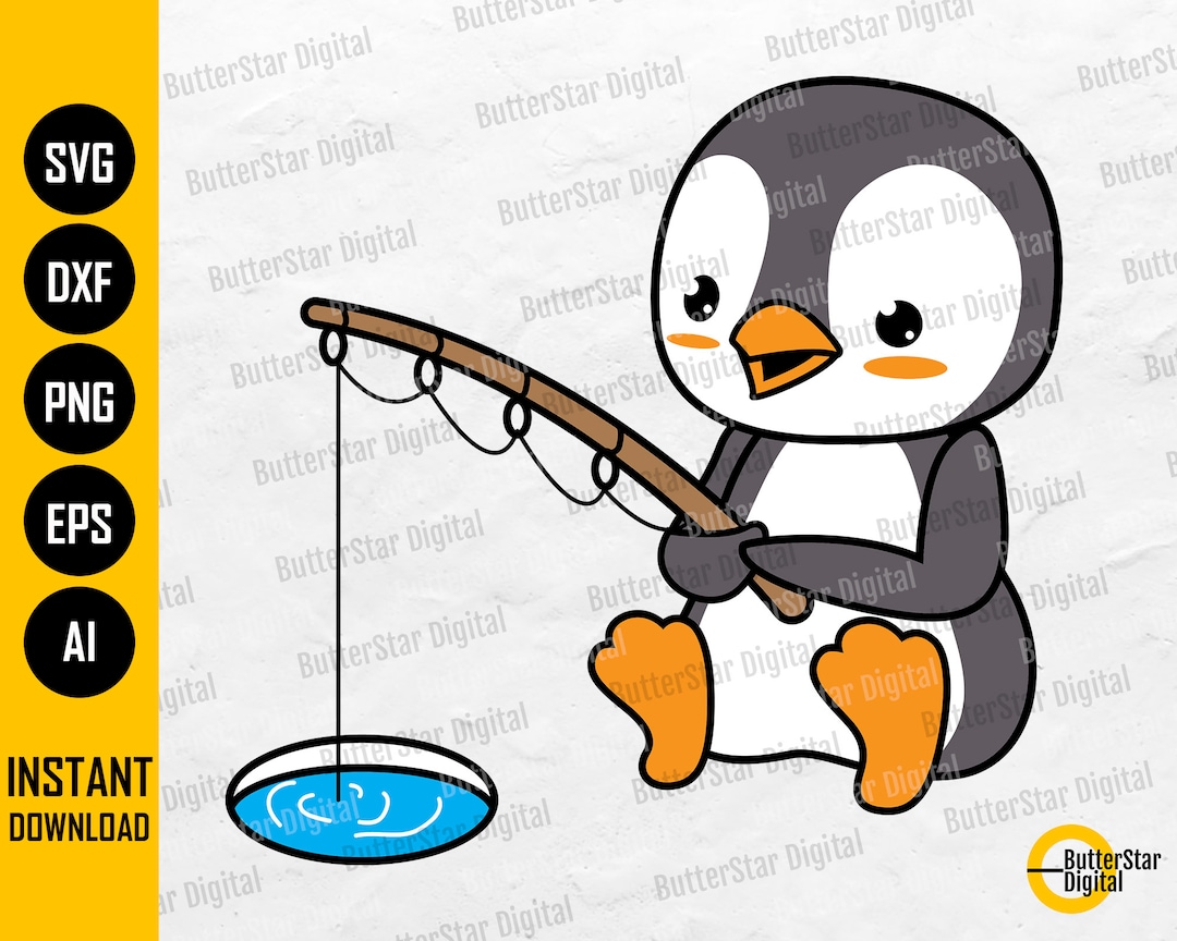Penguin Ice Fishing SVG | Cute Winter SVG | Animal T-shirt Gift Decal ...
