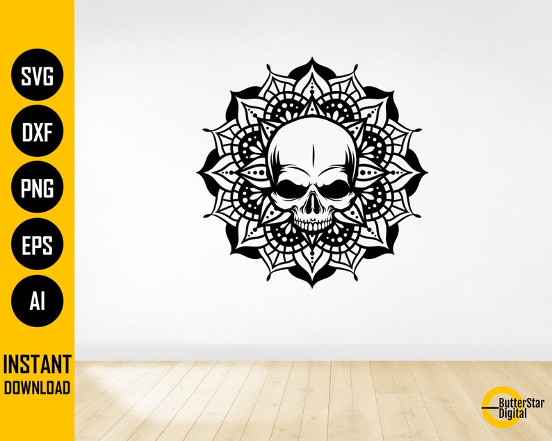 Mandala Skull SVG Skeleton T-shirt Decal Decor Stencil - Etsy