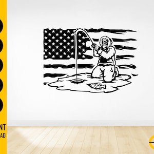 US Ice Fishing SVG | American Ice Fisher SVG | Winter Illustration ...