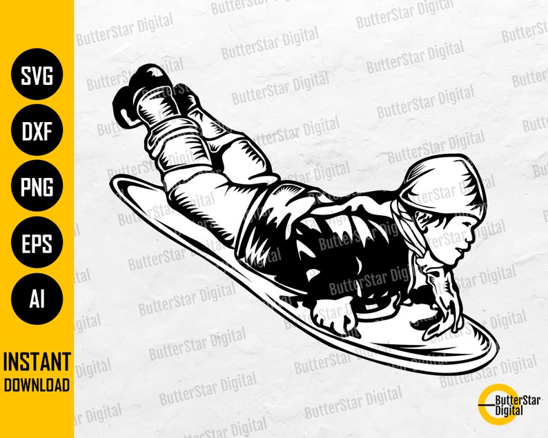 Kid Sledding SVG Fun Winter SVG Snow Sled Illustration - Etsy