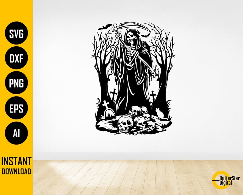 Death SVG Grim Reaper SVG T-shirt Decal Vinyl Stencil - Etsy UK