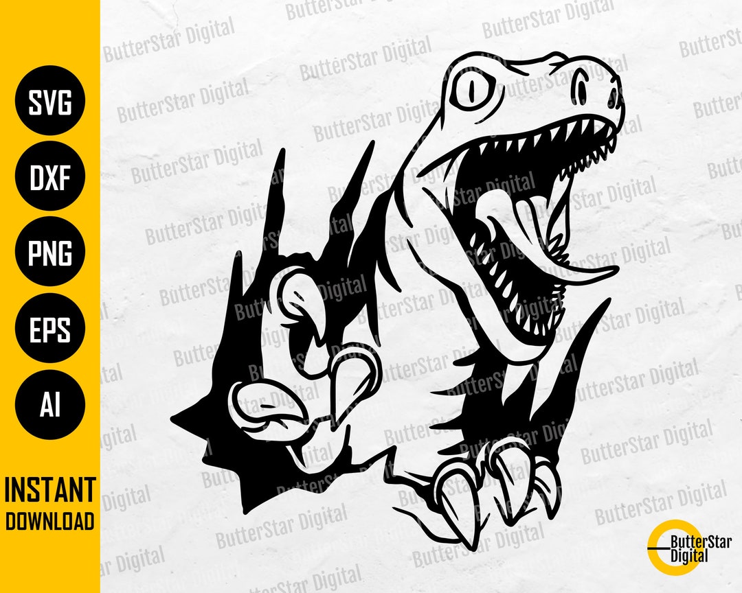 Raptor in the Wall SVG | Velociraptor SVG | Dinosaur Decals Wall Art ...