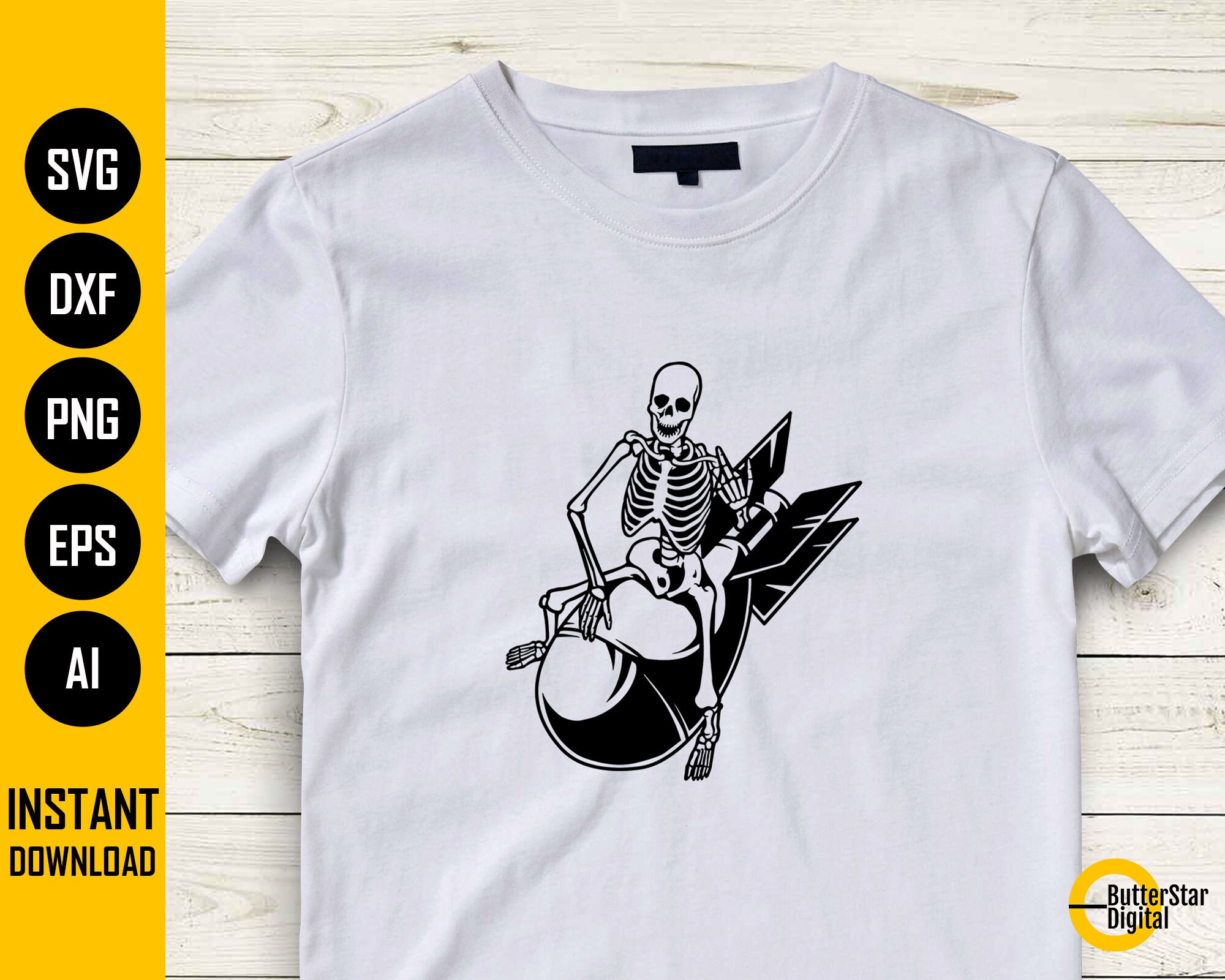 Skeleton Riding Bomb SVG Boom SVG Funny Skull T-shirt - Etsy Ireland