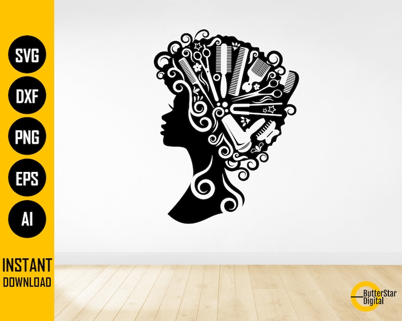 Curly Hair Style SVG | Hair Salon SVG | Hairdresser Hairstylist Barber ...