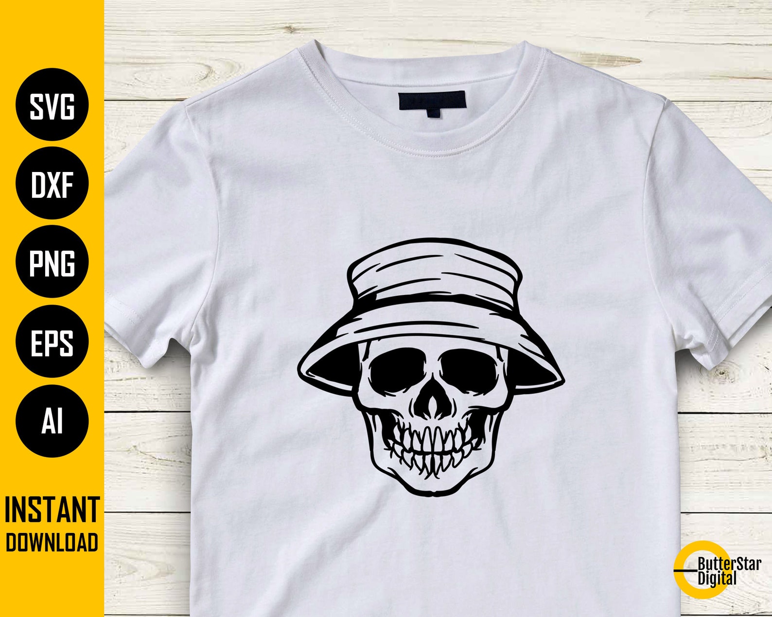 Bucket Hat Skull SVG Skeleton Cap SVG Gothic T-shirt Decal - Etsy