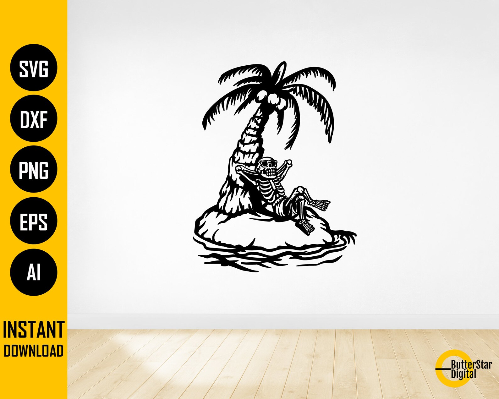 Island Skeleton SVG | Beach SVG | Summer Sun Sea Sunglasses Chill Relax Stranded | Cut File ...