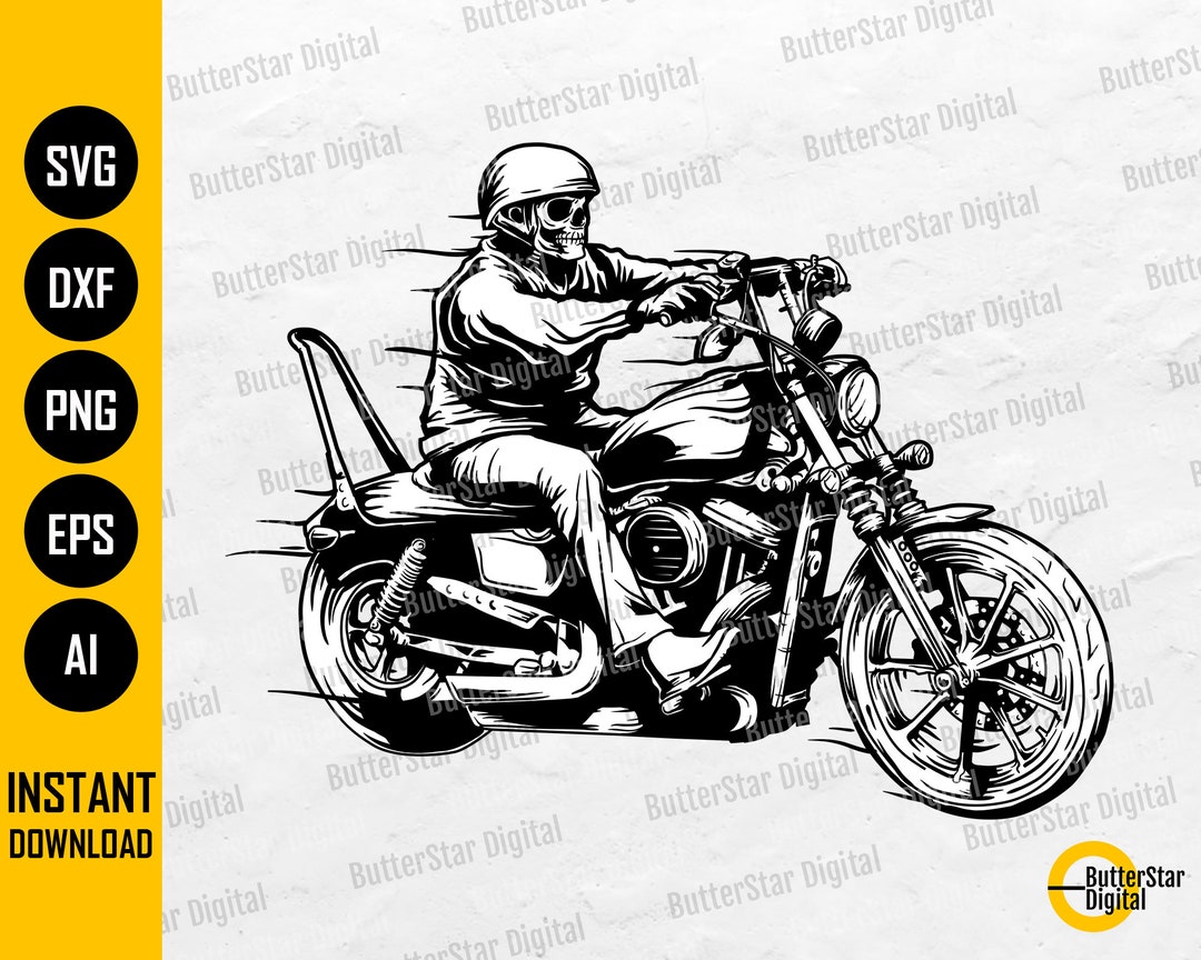 Biker Skull SVG Dead Skeleton Rider SVG Motorcycle Motorbike Bike ...