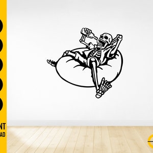 Bean Bag Skeleton SVG | Beach Skull SVG | Floater SVG | Beer Drink ...
