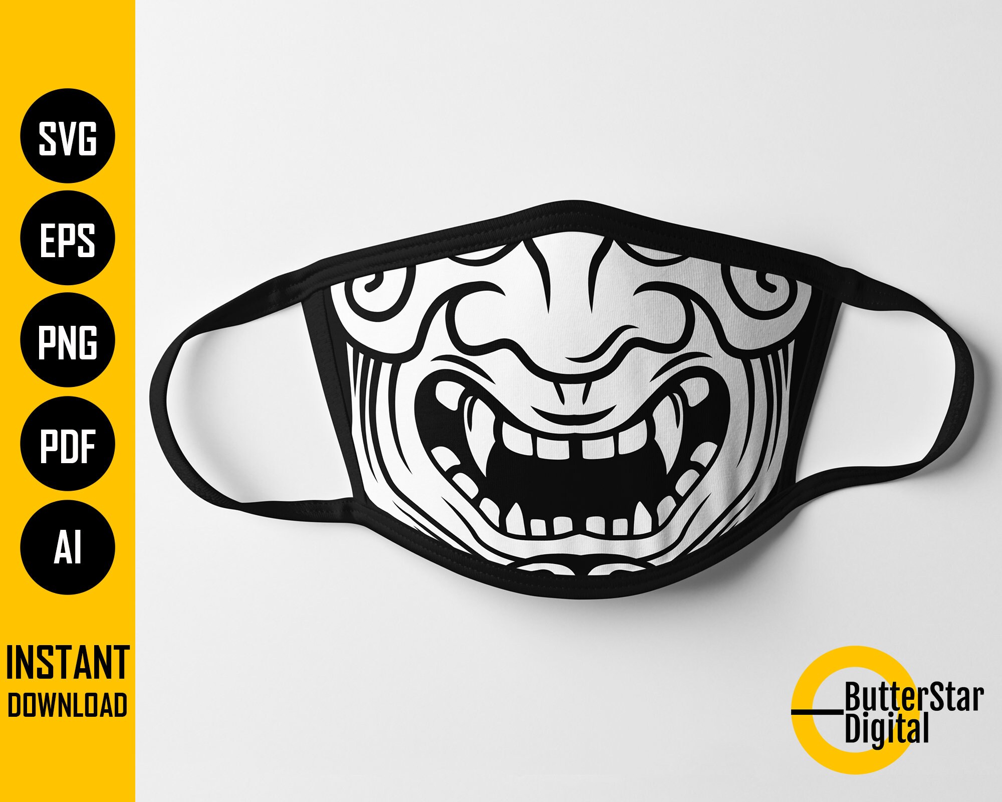 Fangs BUNDLE Face Mask SVG Scary Horrifying Teeth Facemask | Etsy