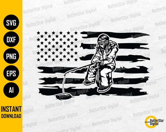 US Ice Fishing Girl SVG American Ice Fisher SVG Winter | Etsy