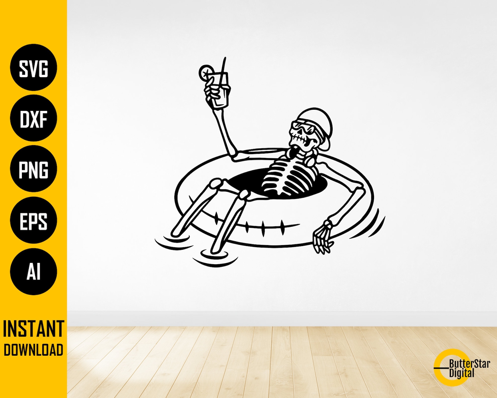 Floating Skeleton SVG Sunglass Skull SVG Floater SVG - Etsy