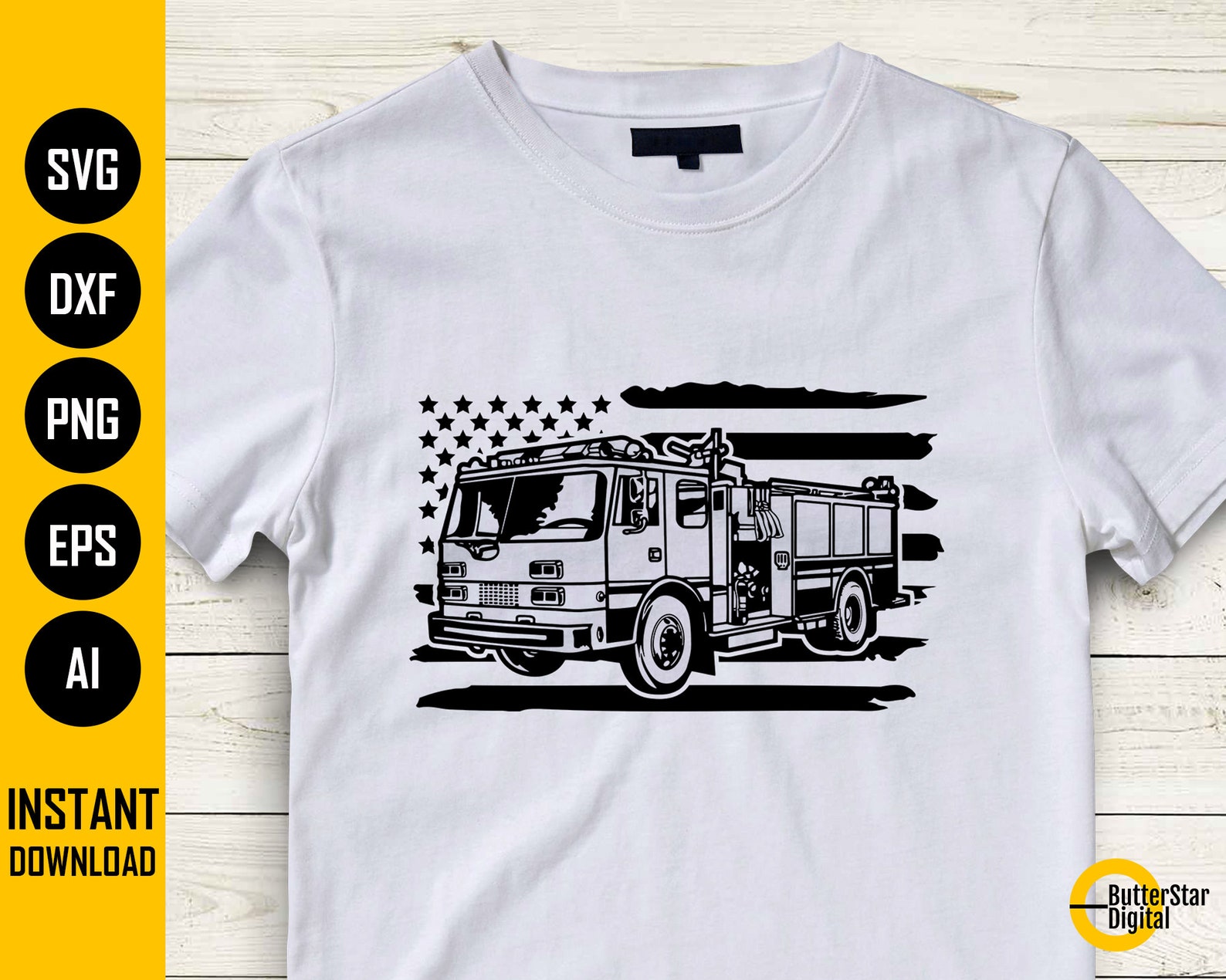 US Fire Truck SVG | Fire Engine Svg | USA Fireman Emergency Response ...