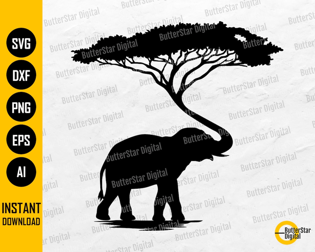 Tree Elephant SVG | African Savannah SVG | Safari T-shirt Decal Sticker ...