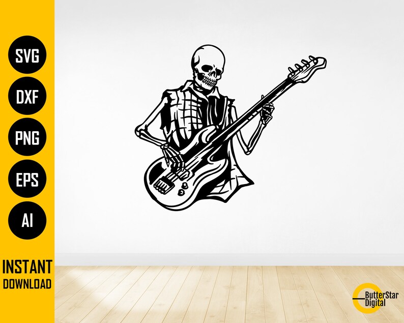 Skeleton Bassist SVG Musician T-shirt Vinyl Decal Gift - Etsy