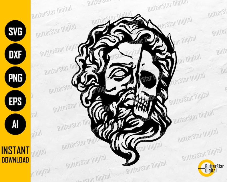 Zeus Skull SVG | Greek God SVG | Renaissance Sculpture SVG | Cricut ...