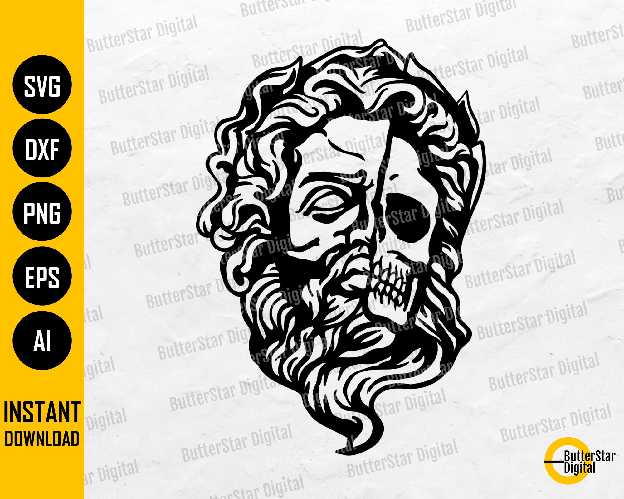 Zeus Skull SVG Greek God SVG Renaissance Sculpture SVG - Etsy