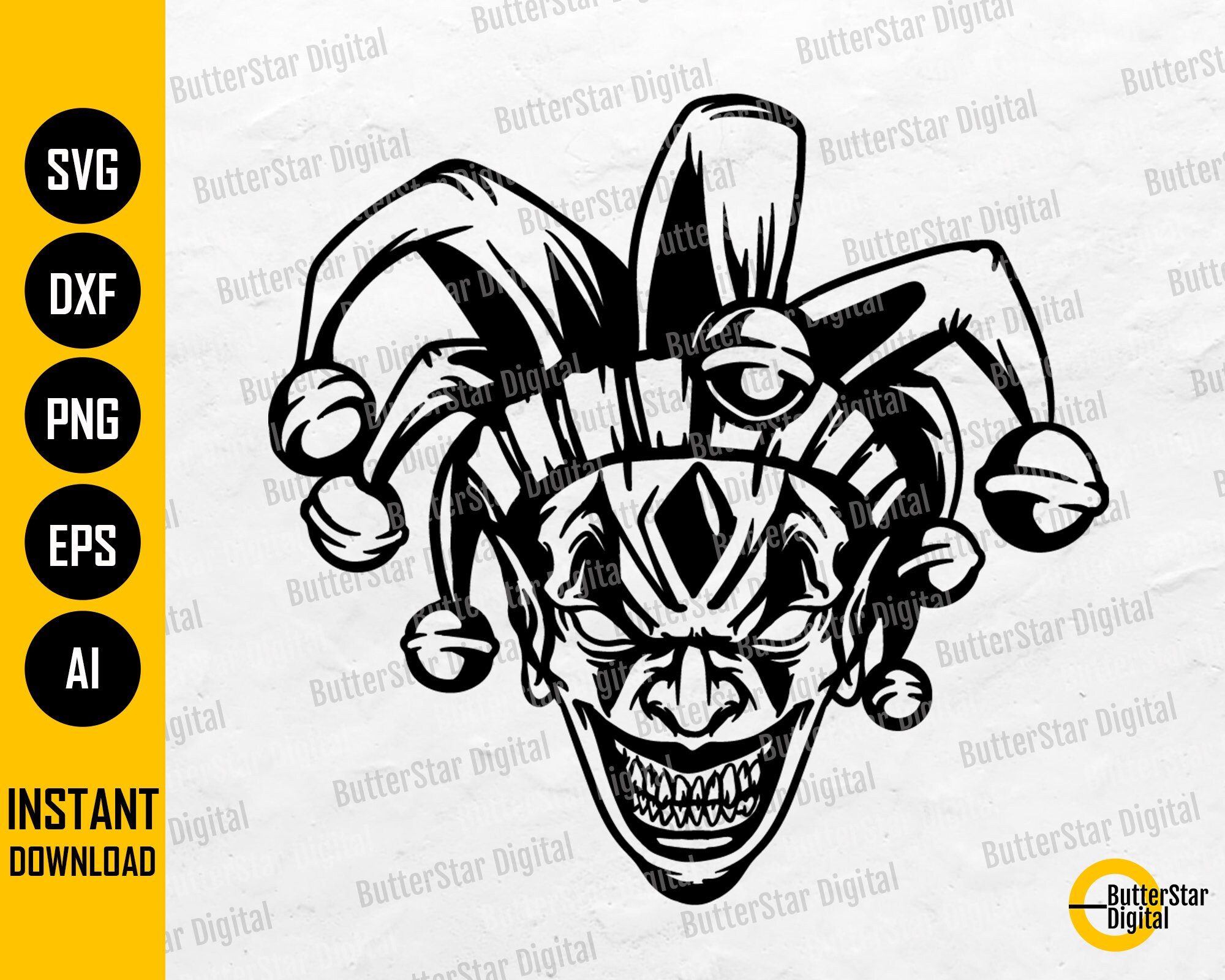 Evil Jester SVG Scary Clown SVG Gothic SVG Circus Svg - Etsy UK