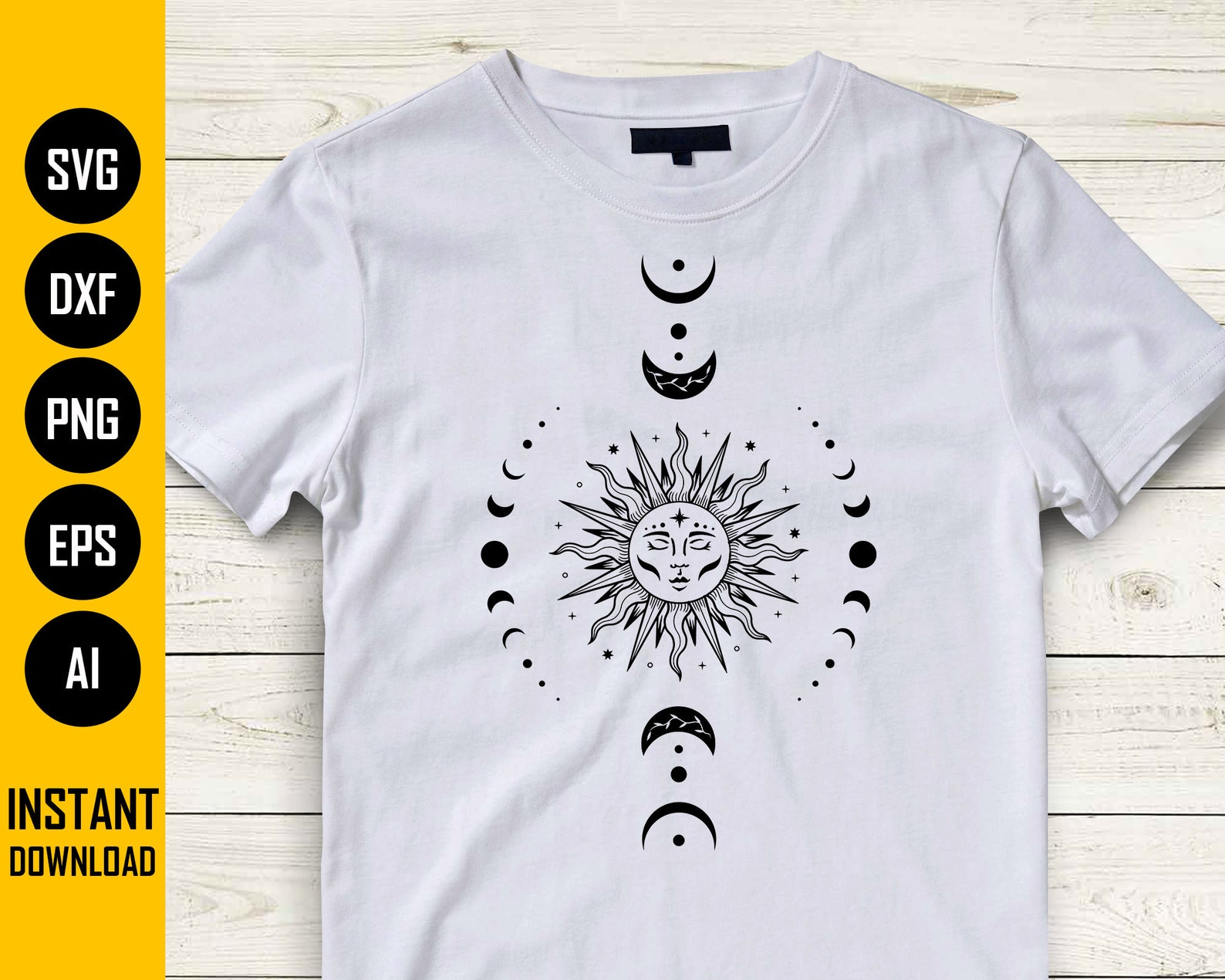Sun and Moon SVG Boho SVG Celestial SVG Moon Phase Svg - Etsy