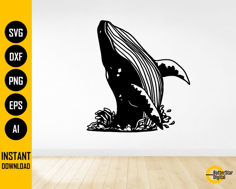 Whale Jump SVG | Whale Breach SVG | Marine Animal T-shirt Wall Art ...