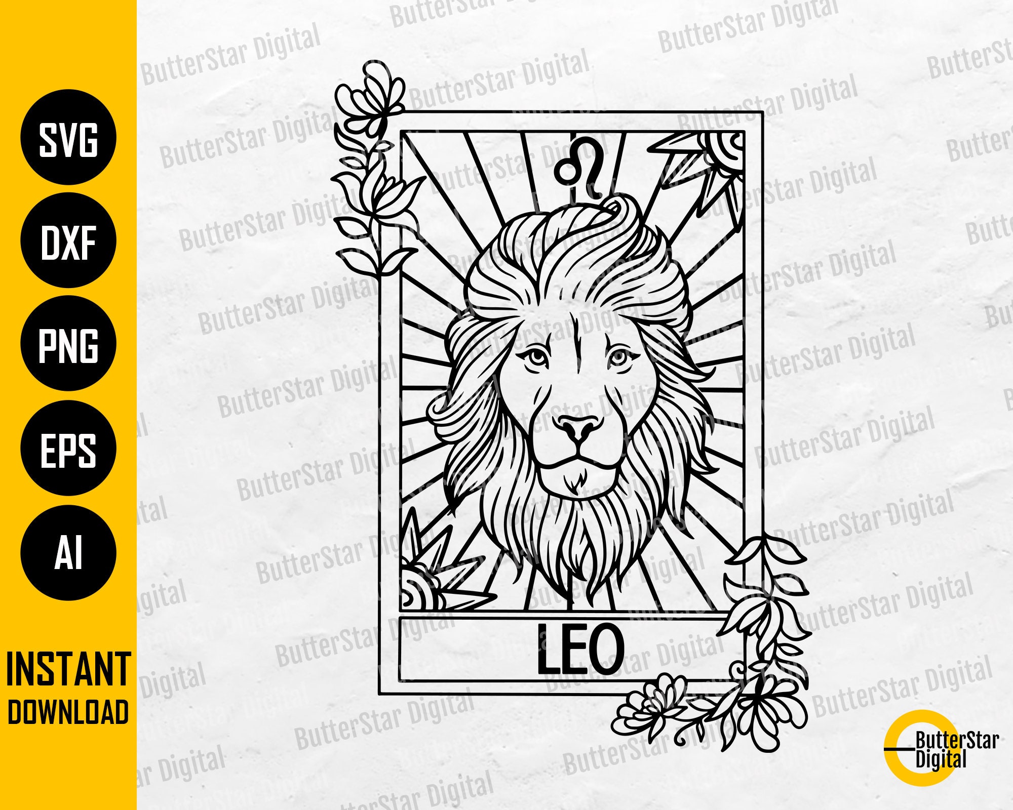 Leo Card SVG | Zodiac Sign SVG | August Birthday T-shirt Decal Graphics ...