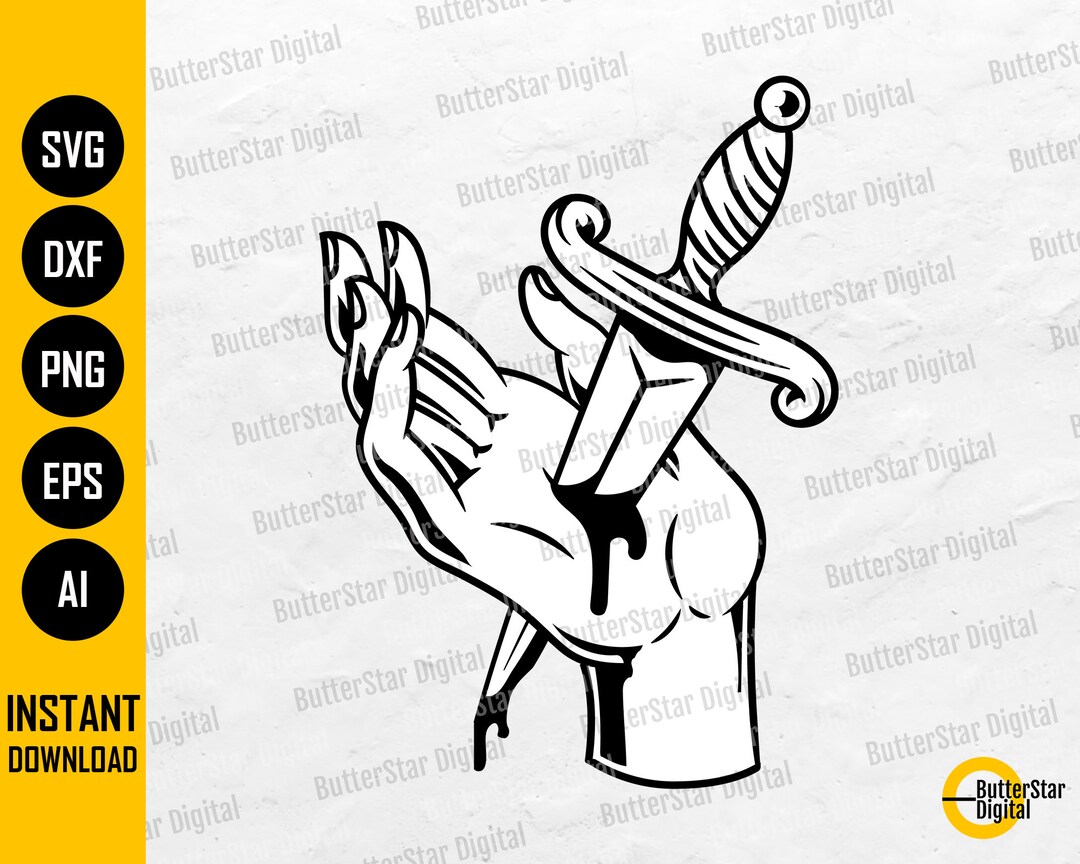 Dagger Stabbed Hand SVG Knife Stab SVG Occult Svg Blood Sacrifice Wound ...