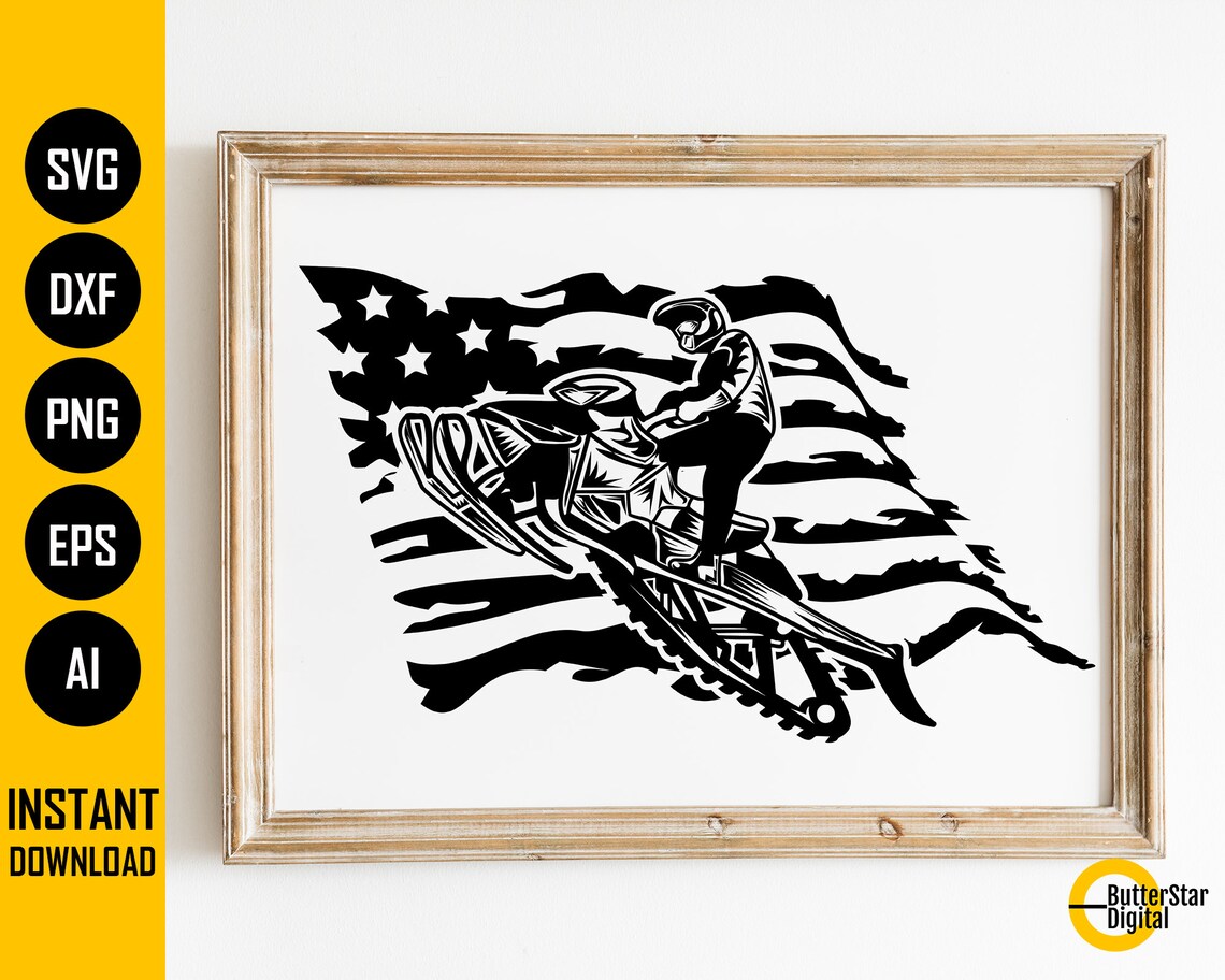 US Snowmobile Jump SVG Snowmobiler SVG Winter Illustration - Etsy