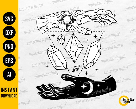 Hand Holding Crystals SVG Celestial SVG Astrology Decal | Etsy