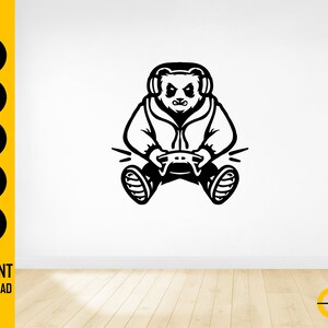 Gamer Panda SVG | Video Games SVG | Gaming T-shirt Decal Sticker Gift ...