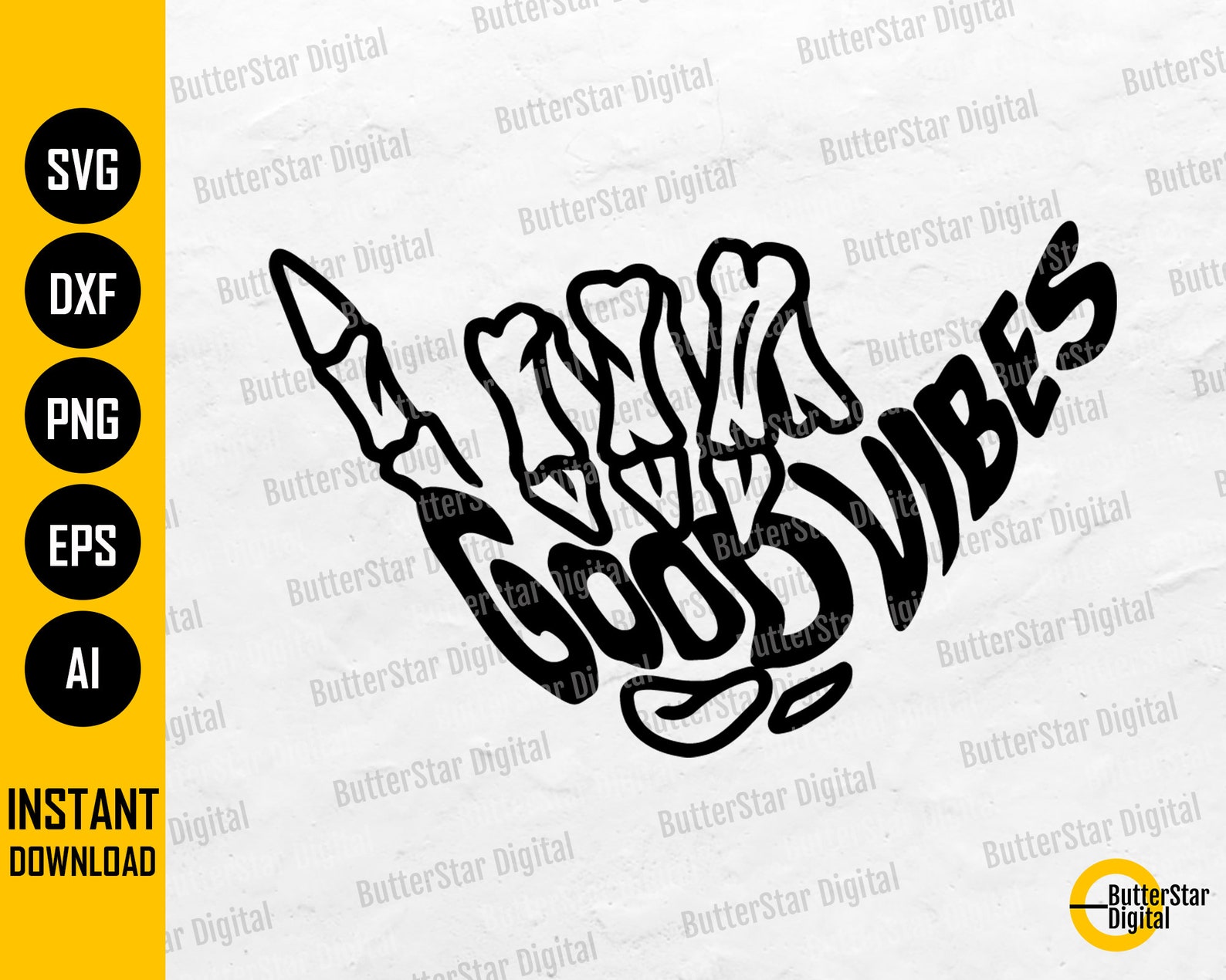 Skeleton Good Vibes SVG | Shaka SVG | Summer Surf T-shirt Decal Sticker ...