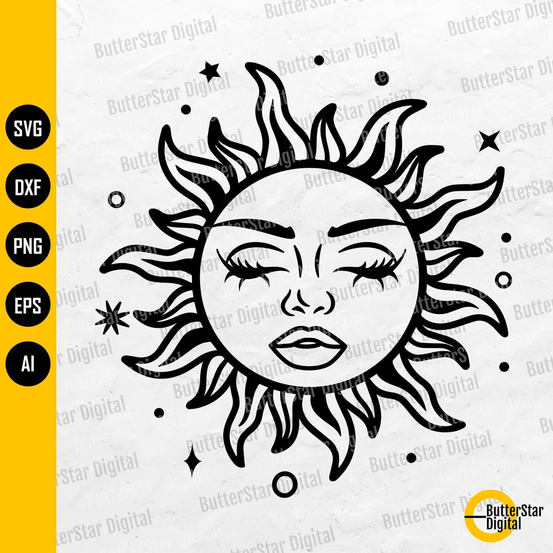 Pretty Sun SVG | Sunshine SVG | Cute Celestial T-shirt Vinyl Sticker ...