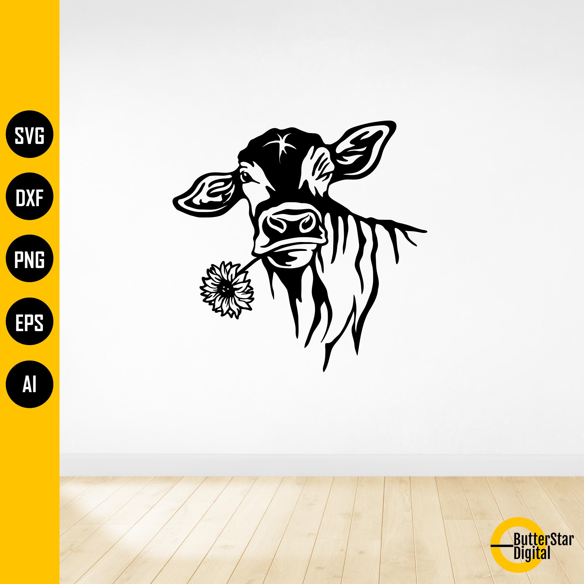 Winking Cow With Flower SVG | Milk Dairy Grass Herd Meat Beef Heifer ...