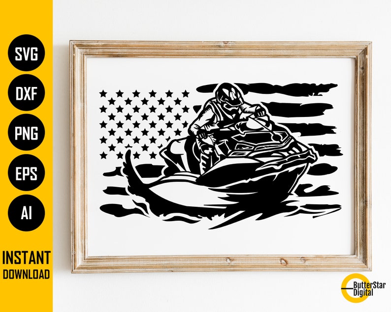 US Jet Ski Rider Svg American Wave Runner Svg Water Sports - Etsy