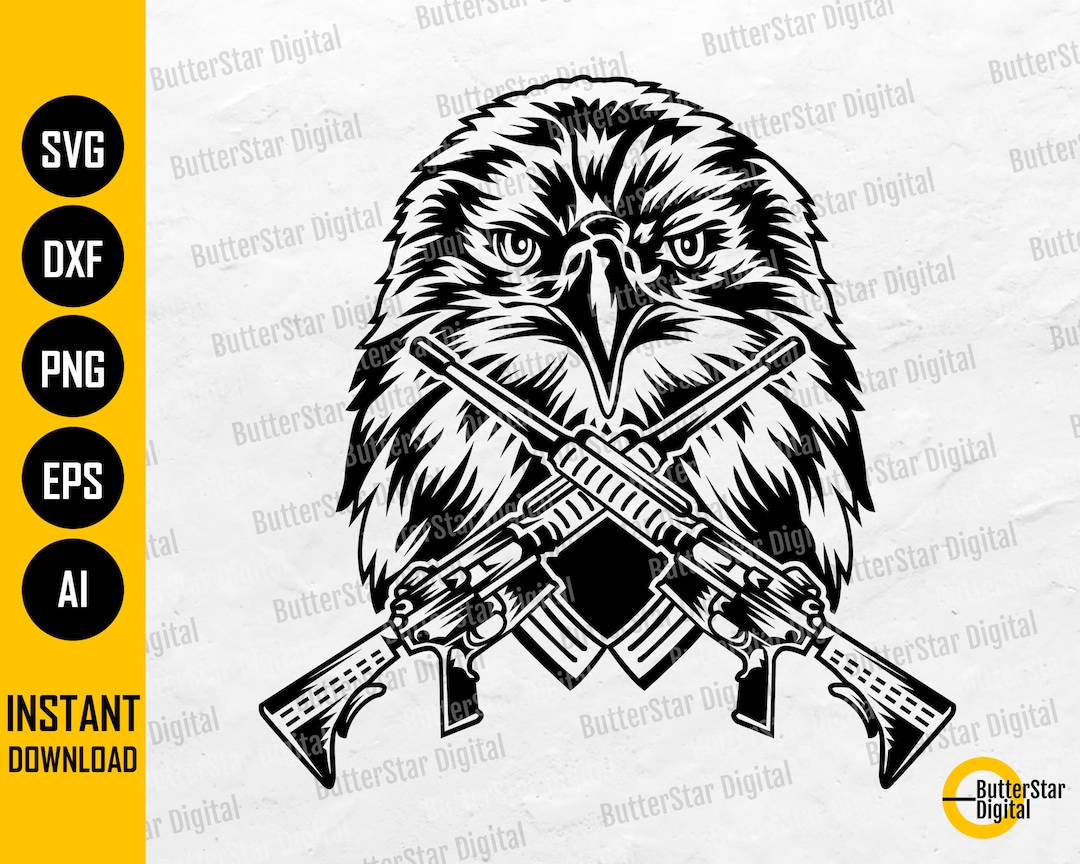 Eagle With Crossed Rifles SVG | Guns SVG | Weaponry SVG | Cricut ...