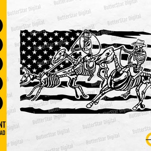 US Skeleton Team Roping SVG | Cowboy Decals T-shirt Stickers Clip Art ...