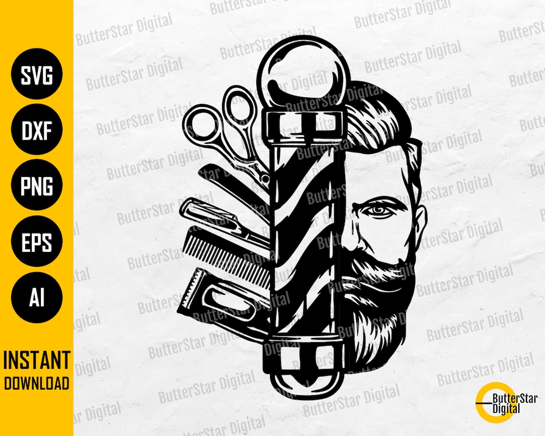 Bearded Barber SVG | Barbershop SVG | Sharp Razor Blade Shave Scissors ...