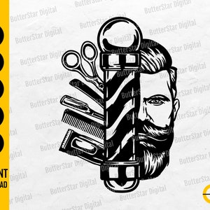 Bearded Barber SVG | Barbershop SVG | Sharp Razor Blade Shave Scissors ...