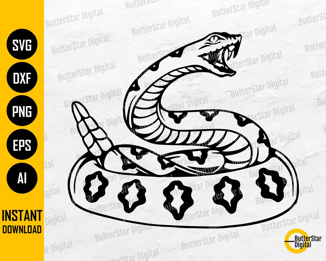 Rattlesnake SVG | Snake SVG | Fangs Venomous Venom Slither Hiss Rattler ...