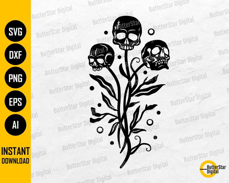 Flower Skulls SVG Death SVG Gothic Floral Decals T-shirt - Etsy