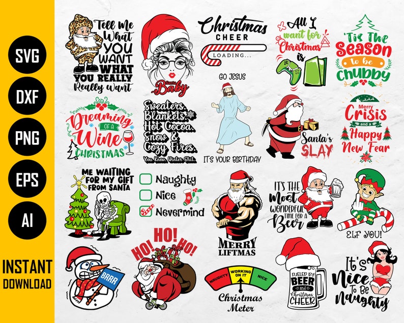 Funny Christmas BUNDLE SVG | Cute Xmas Winter 2023 | Fun Holiday T ...