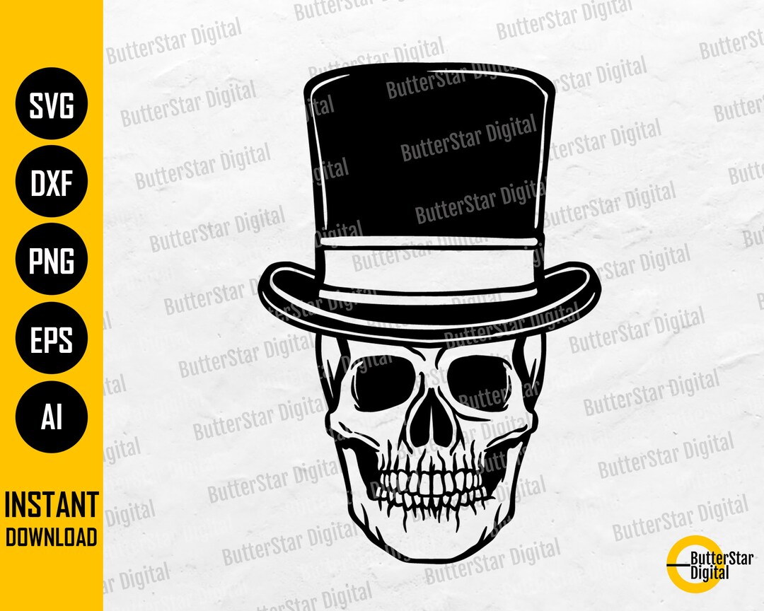 Skull With Top Hat SVG | Skeleton SVG | Gothic Decal T-shirt Tattoo ...