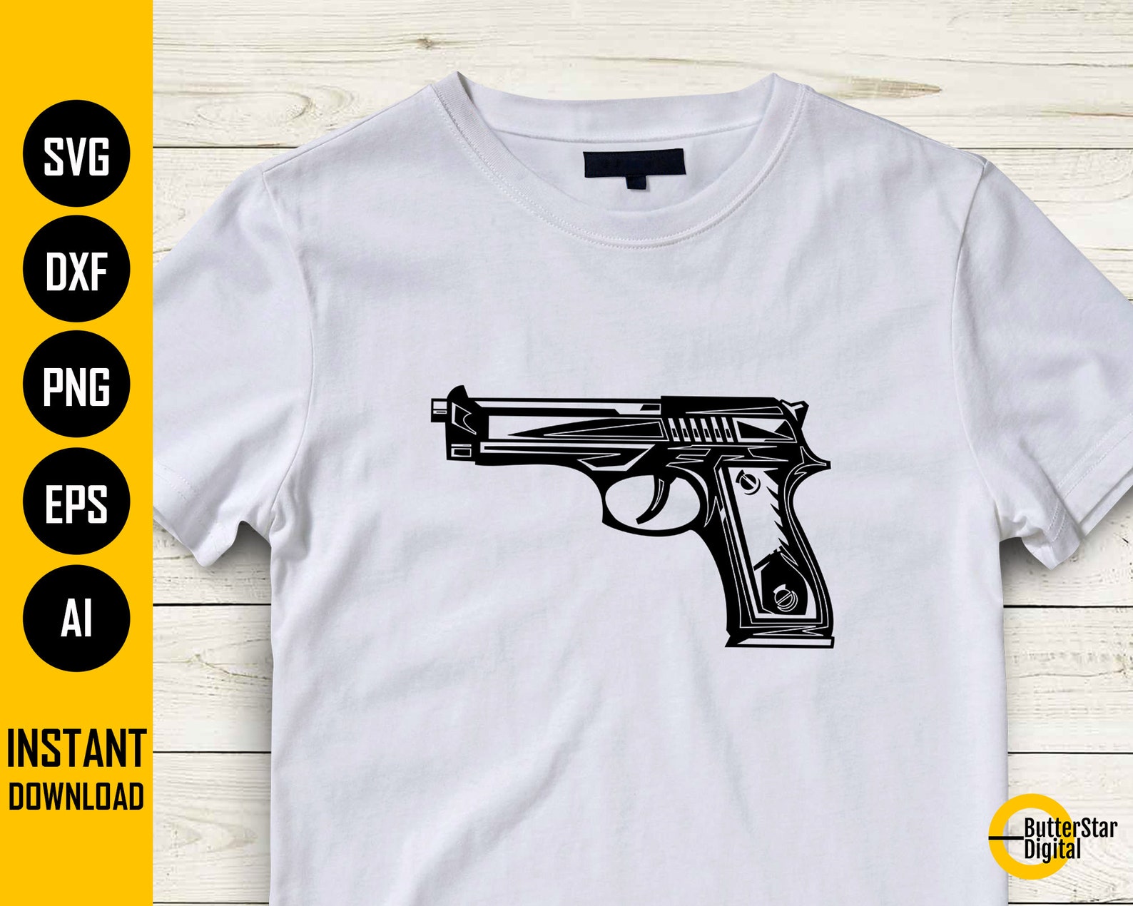 Handgun SVG Pistol SVG Firearm SVG Weapon Vinyl Stencil - Etsy