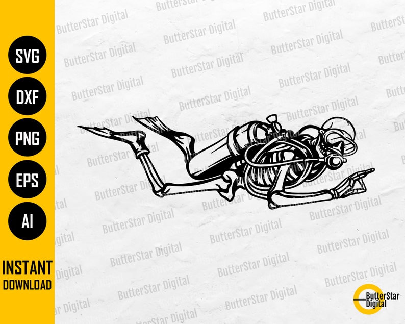 Skeleton Scuba Diver SVG Oxygen Tank SVG Diving T-shirt - Etsy