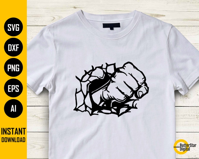 Wall Punch SVG Clenched Fist SVG Smash Wall Art T-shirt - Etsy